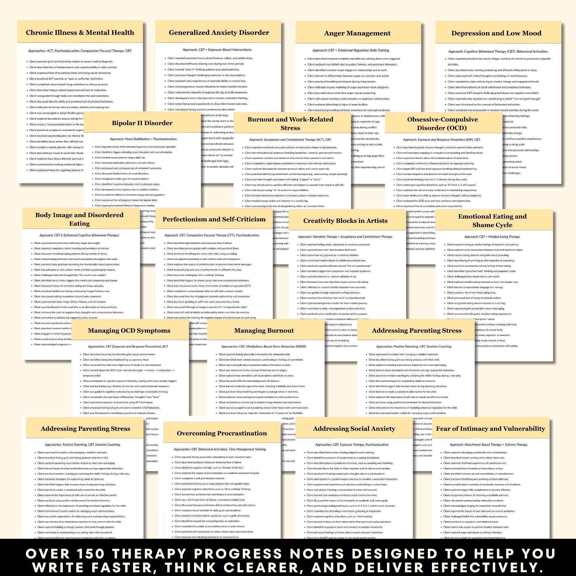 Therapy Progress Notes Cheat Sheet 150 Pages , Note Taking for Therapy ...