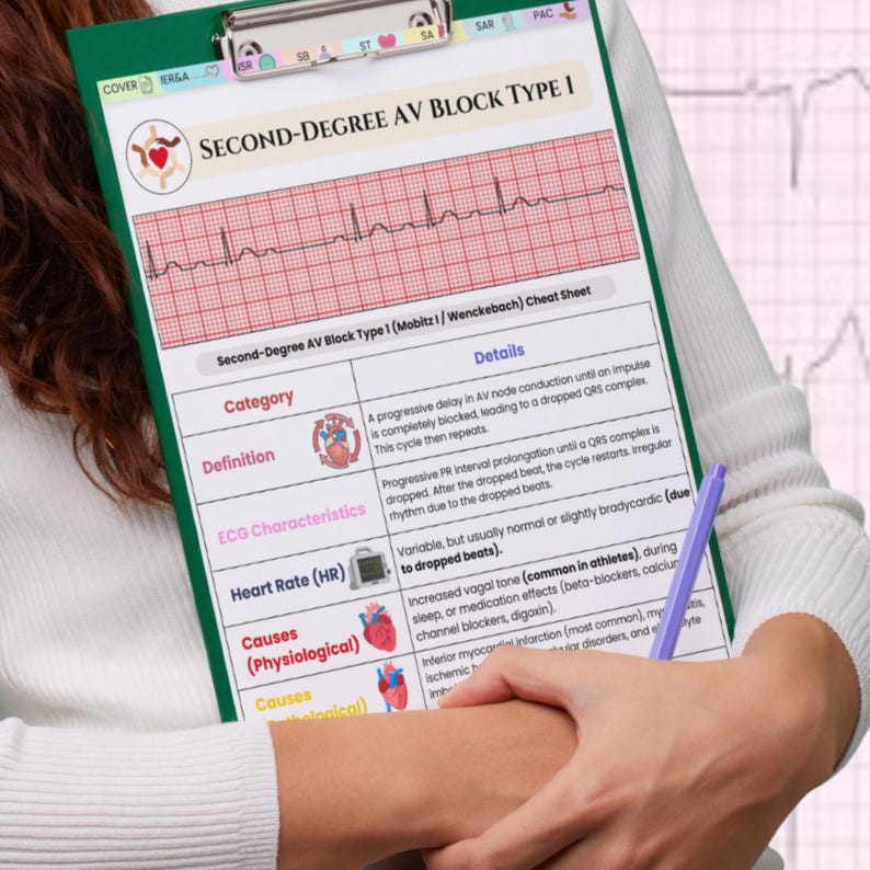 ECG Rhythm Arrhythmias Cheat Sheet ECG Study Guide Nursing Notes Cheat ...