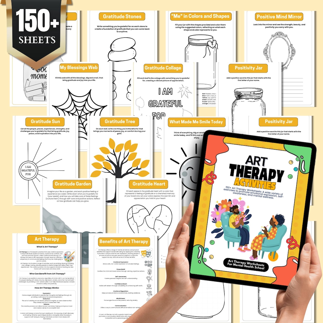 Art Therapy Worksheets for Mental Health, Self-esteem, Social Work, and ...