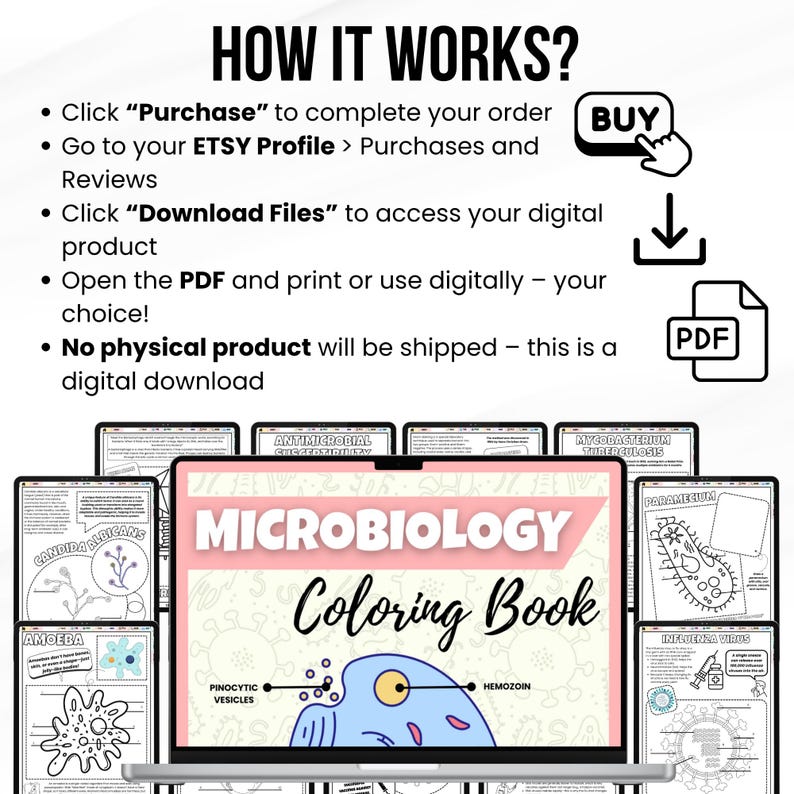 Microbiology Coloring Book | Nursing Student Printable | Bacteria ...
