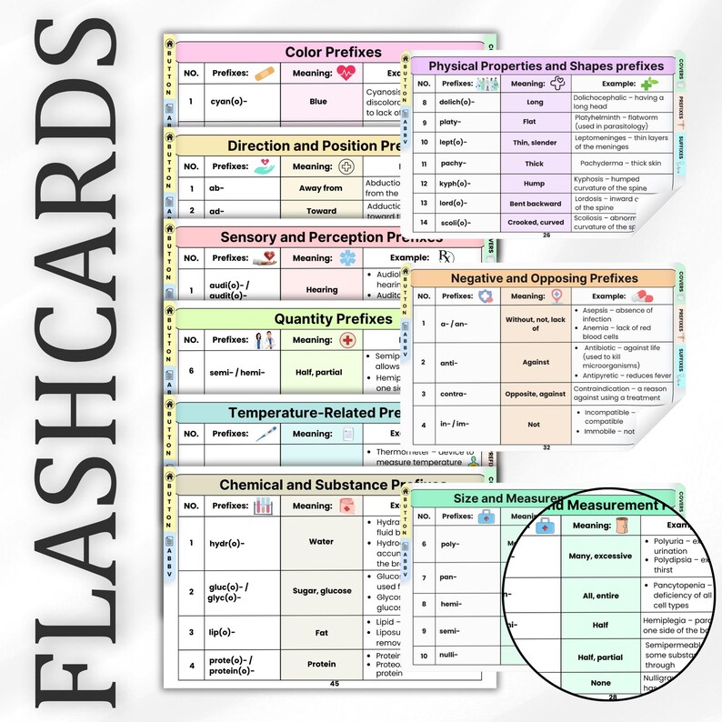 Medical Terminology Flashcards, Bonus Terminology Sheets, 5 Bonus Cover ...