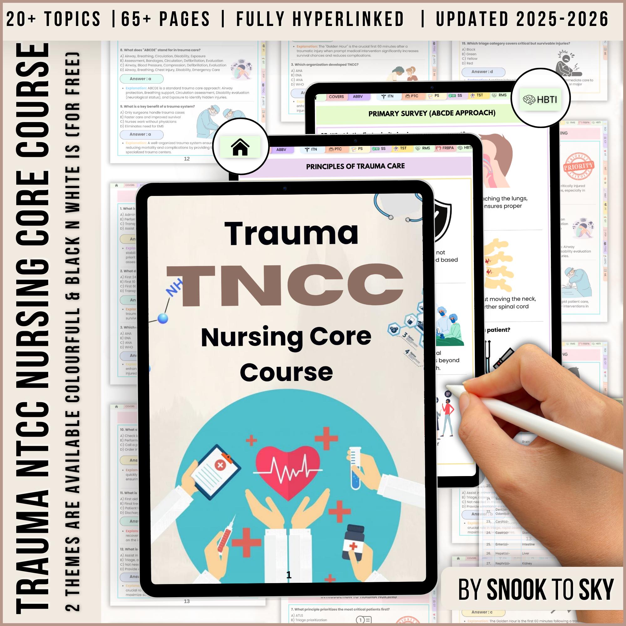 Trauma Tncc Nursing Core Course 20+ Topics, Fully Hyperlinked, Trauma ...
