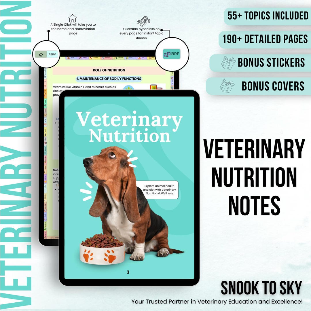 Veterinary Nutrition Guide Hyperlinked, Veterinary Nurse Study Guide ...