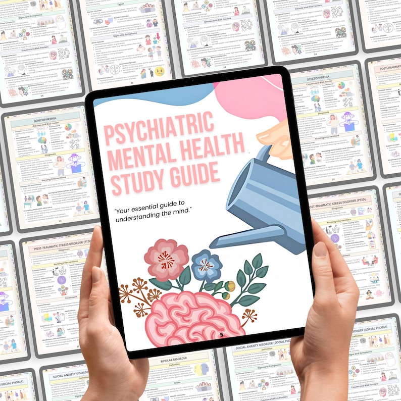 90+ Psychiatric Mental Health Study Guide, Included Bonus Mood Tracker ...