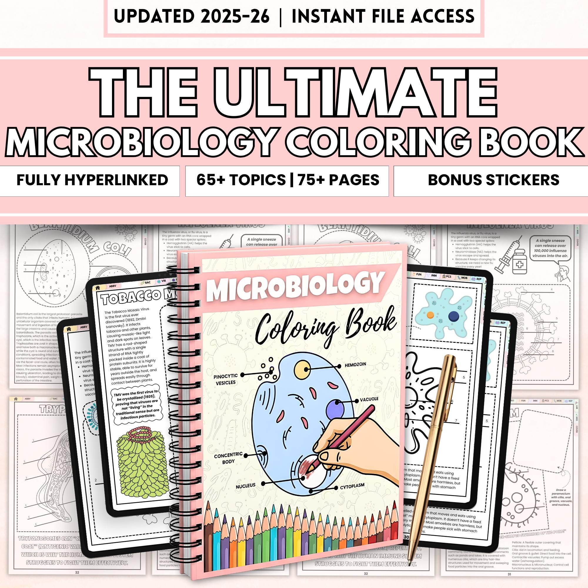 Microbiology Coloring Book | Nursing Student Printable | Bacteria ...