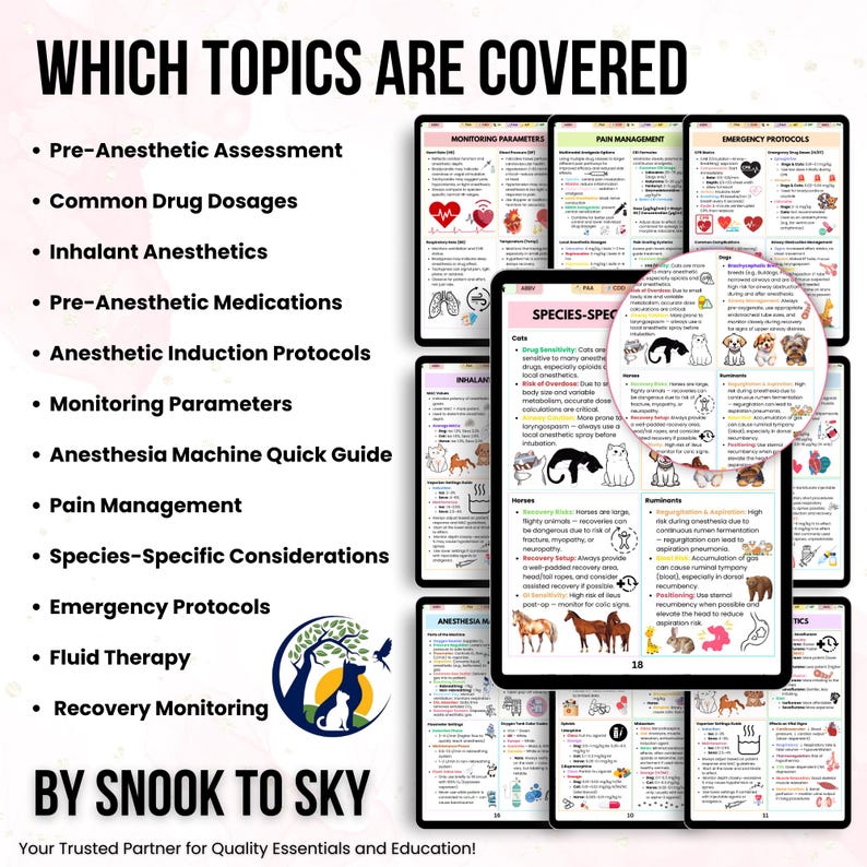 Veterinary Anesthesia Cheat Sheets, 12+ Topics, Bonus Monitoring Sheets ...