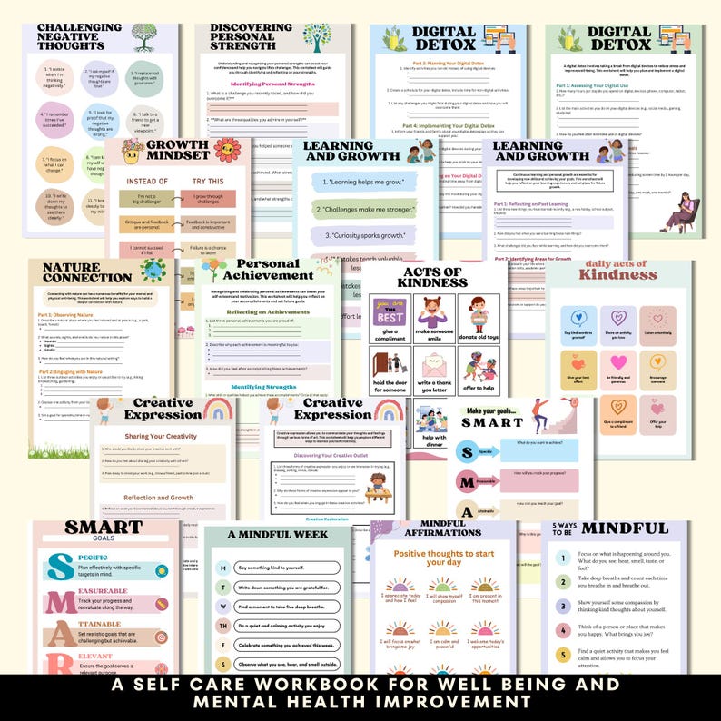 Self Care Worksheet, Self Care Workbook, Self Love, Burnout, Stress ...