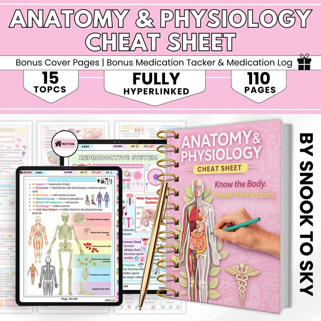 Anatomy and Physiology Cheat Sheet, A&P Nursing Study Guide, Human ...