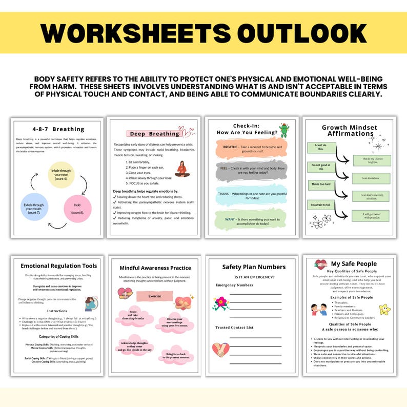 Safety Plan Work Sheets, A4 Worksheets Size, Coping Skills, Counselor ...