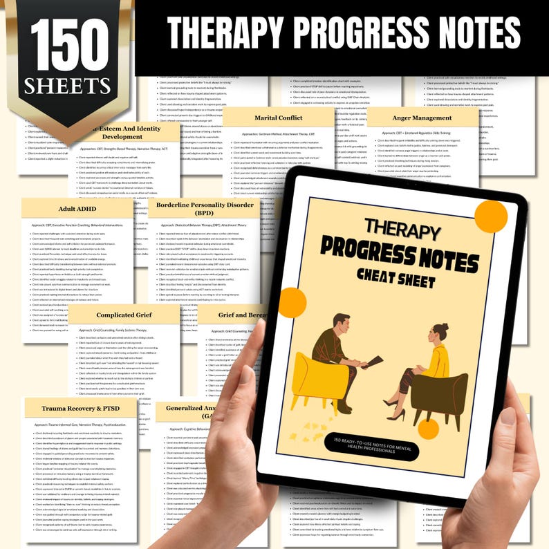 Therapy Progress Notes Cheat Sheet 150 Pages , Note Taking for Therapy ...