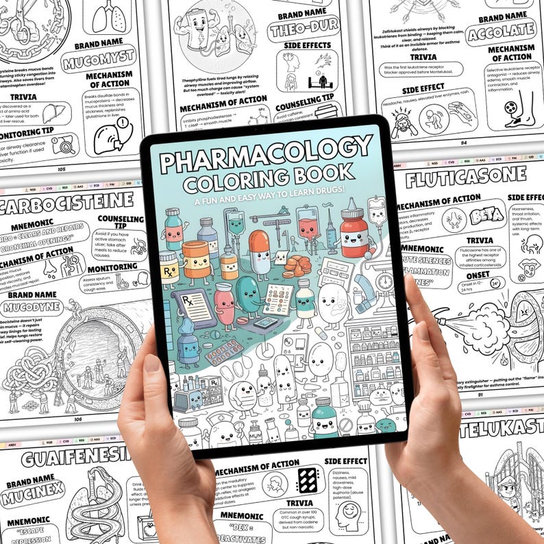 Pharmacology Coloring Book for Nursing Students | 200+ Drugs | 220 ...