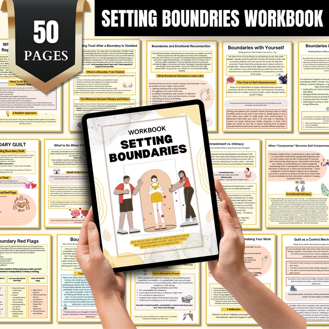 Setting Boundaries Workbook, 50 Pages, Boundaries and Self Love ...