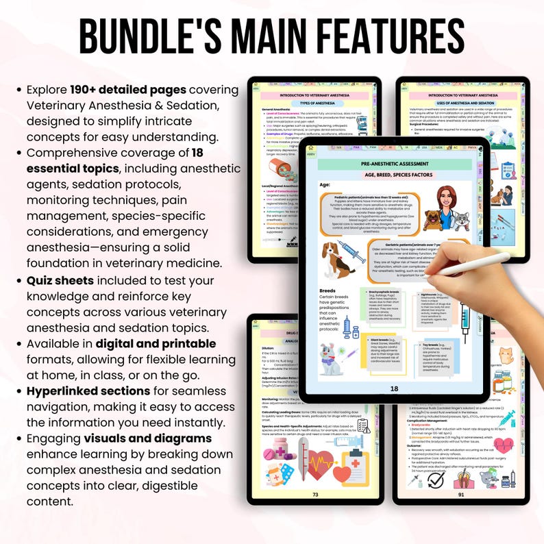 Veterinary Anesthesia and Sedation Notes Hyperlinked, Vet Med Study ...