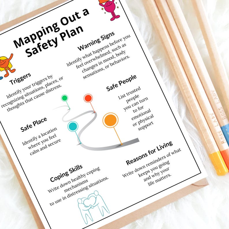 Safety Plan Work Sheets, A4 Worksheets Size, Coping Skills, Counselor ...