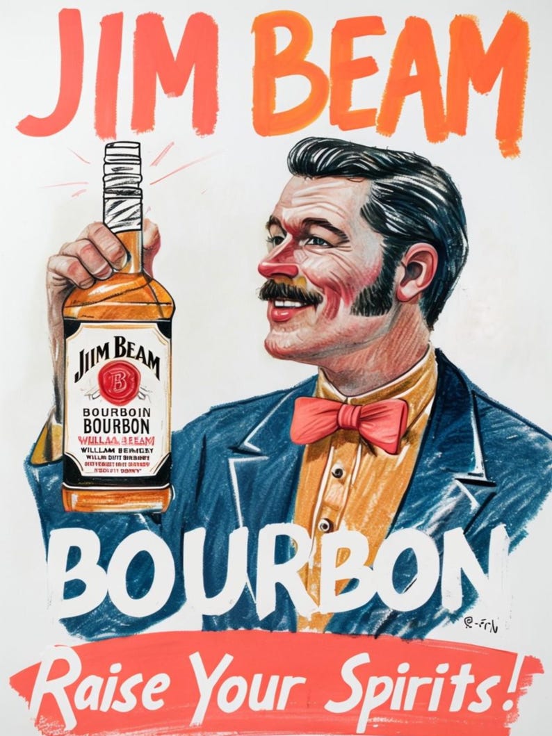 Jim Beam Whisky Poster | Jim Beam Wall Art | Vintage Whisky Poster ...
