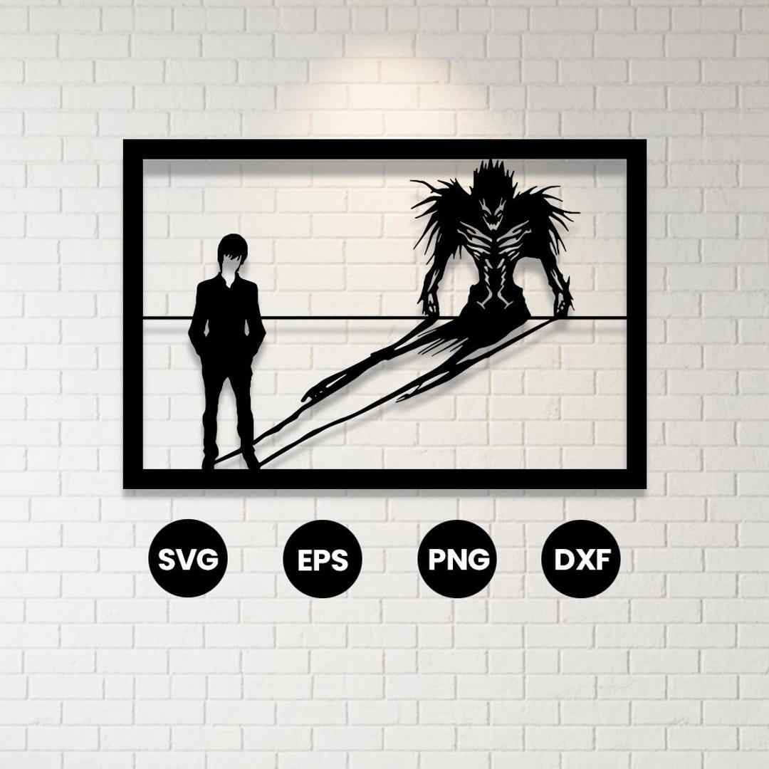 Death Note Inspired Wall Art SVG | Anime Shadow Art | Light Vs Ryuk ...