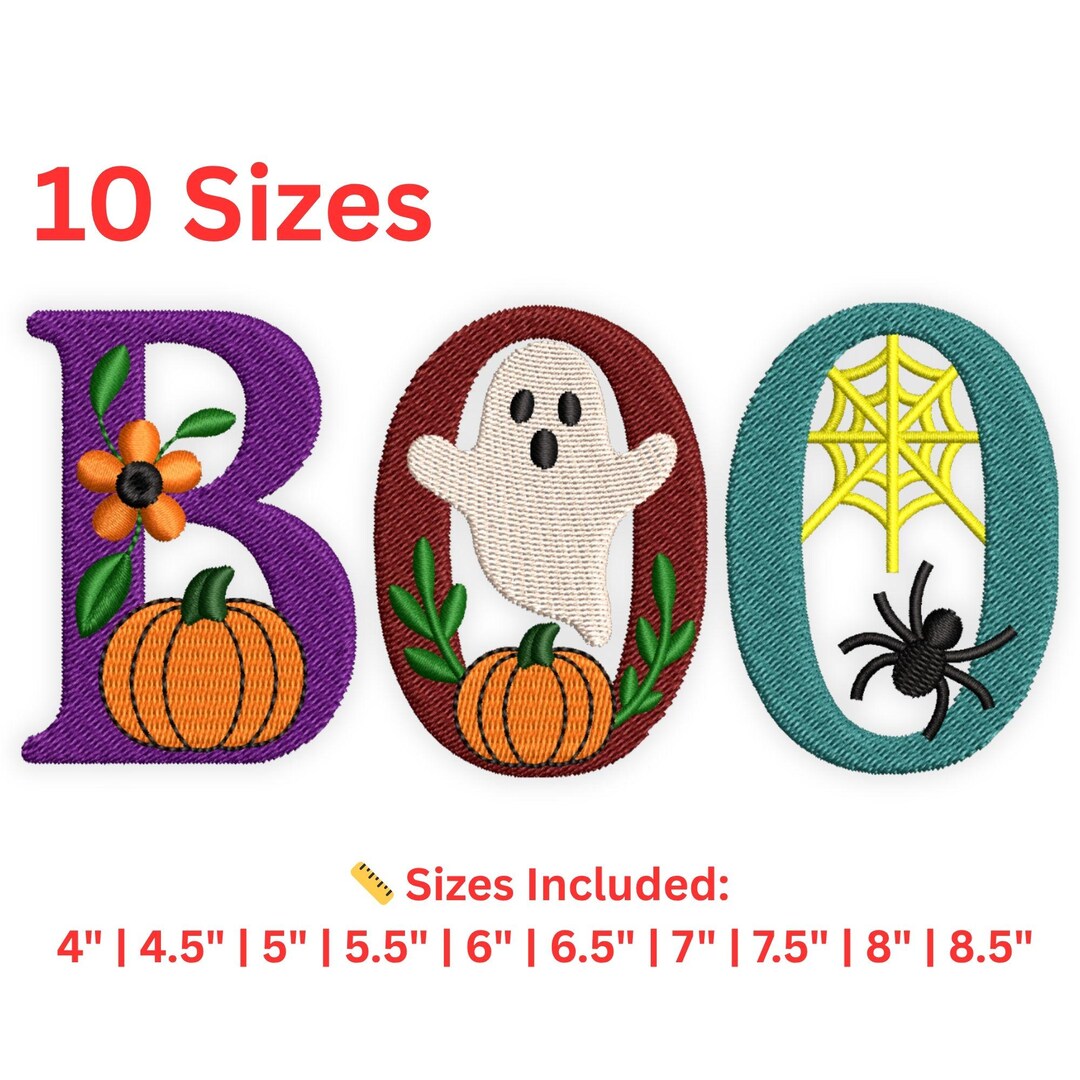 Halloween "boo" Applique Embroidery Design (digital Download) - Etsy