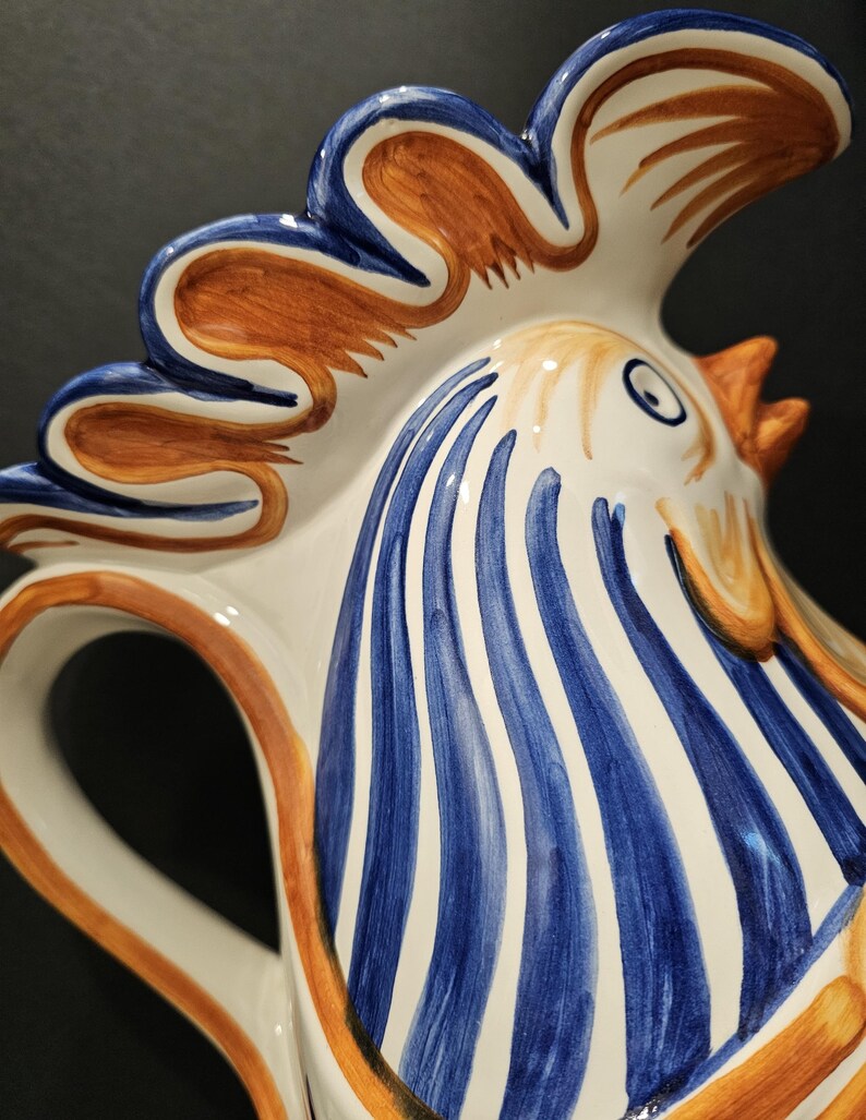 Two Italian Made Rooster Pitchers With Different Designs: One With a ...