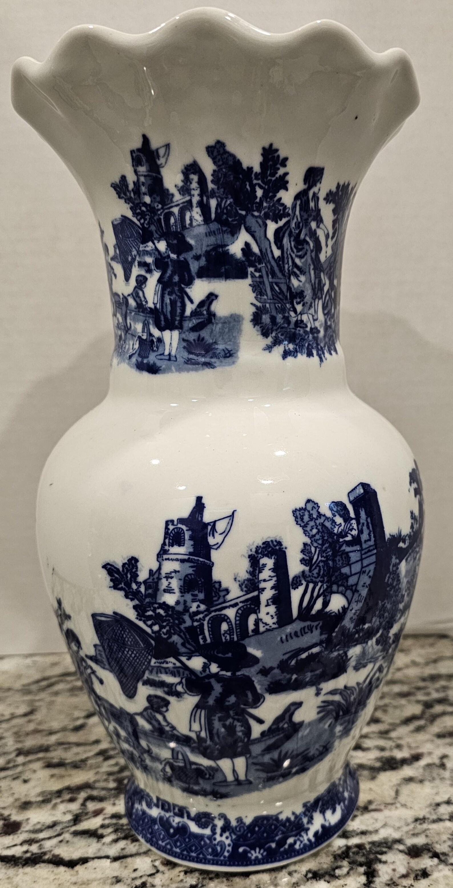 Victoria Ware Ironstone Vintage 12" Cobalt Blue & White Vase With ...