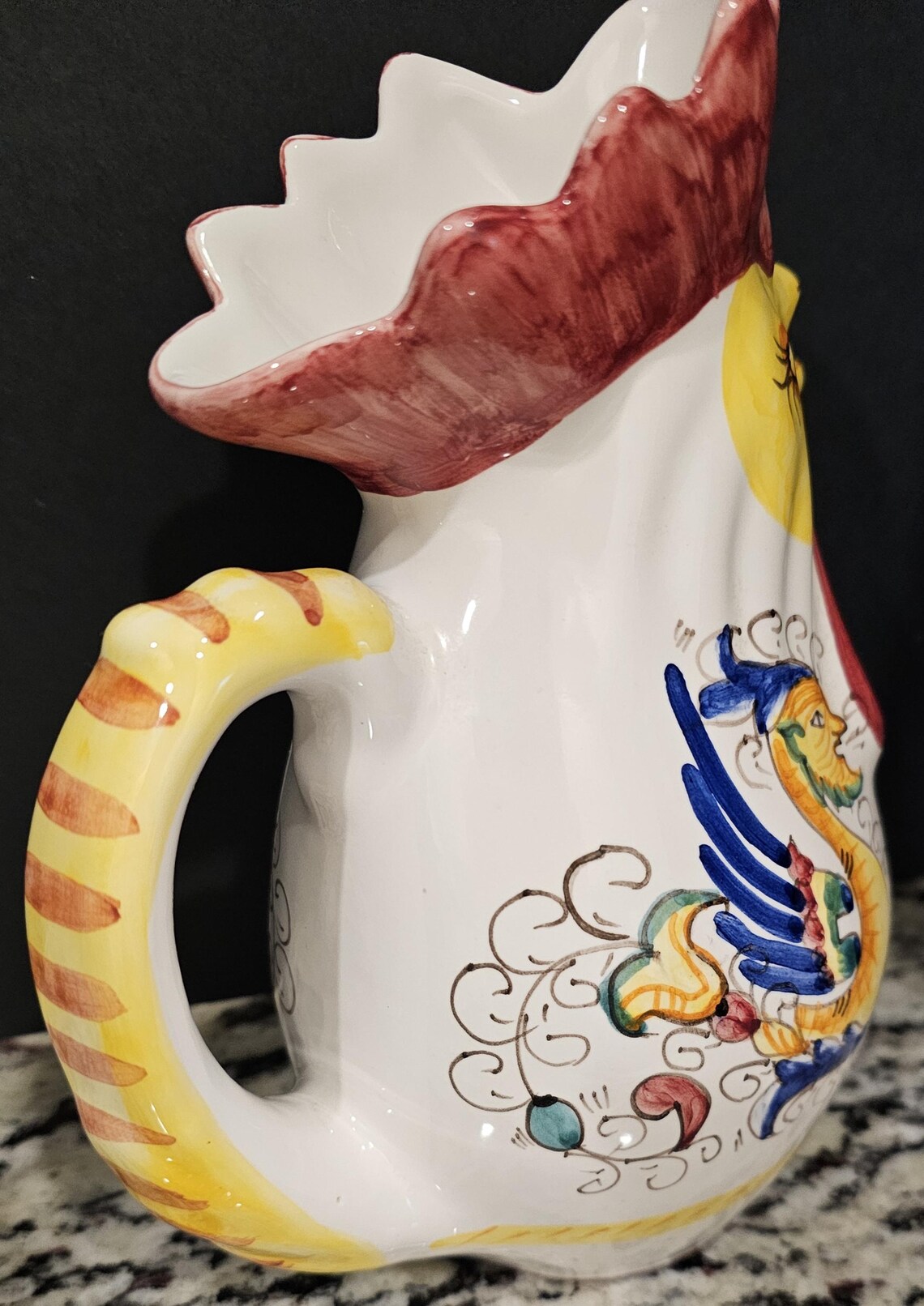 Two Italian Made Rooster Pitchers With Different Designs: One With a ...