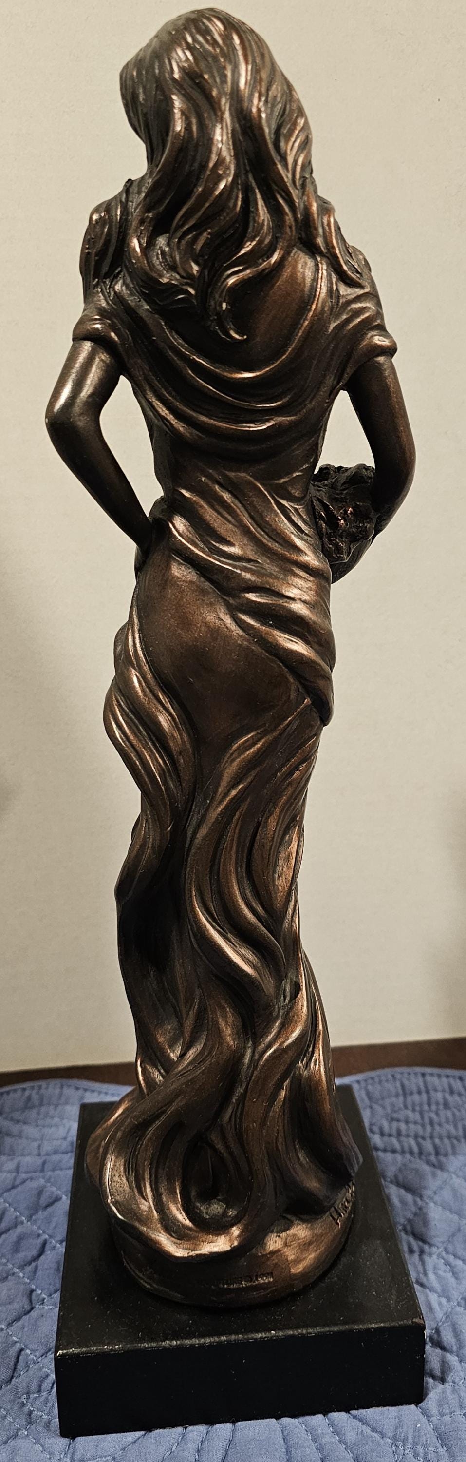 Vintage Bronze Finished Statue by Alice Heath "woman in a Flowing Dress ...