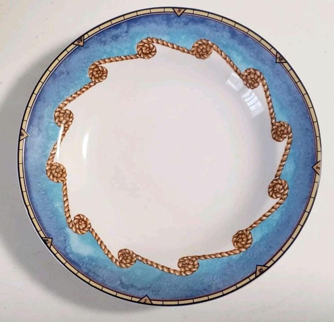 Set of 8 Vintage Fitz & Floyd Omnibus Shore Lights Rimmed Soup Bowls ...