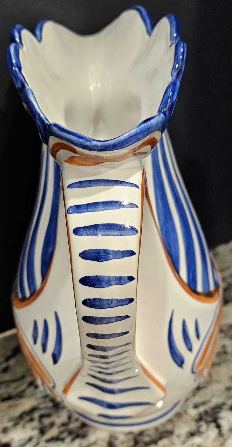Two Italian Made Rooster Pitchers With Different Designs: One With a ...