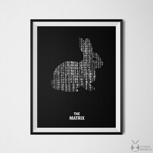White Rabbit The Matrix Movie Poster Binary Code Wall Art Sci | Etsy