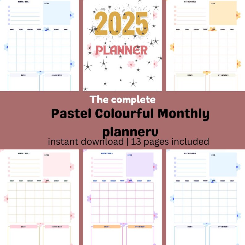 Pastel 2025 Monthly Planner: Printable Kids Calendar (PDF Downloadable ...