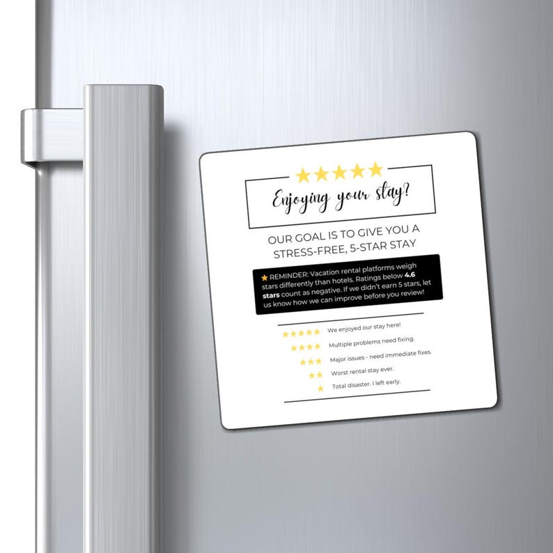 Airbnb VRBO STR Review Magnet 5-star Rating Guide for Short-term ...