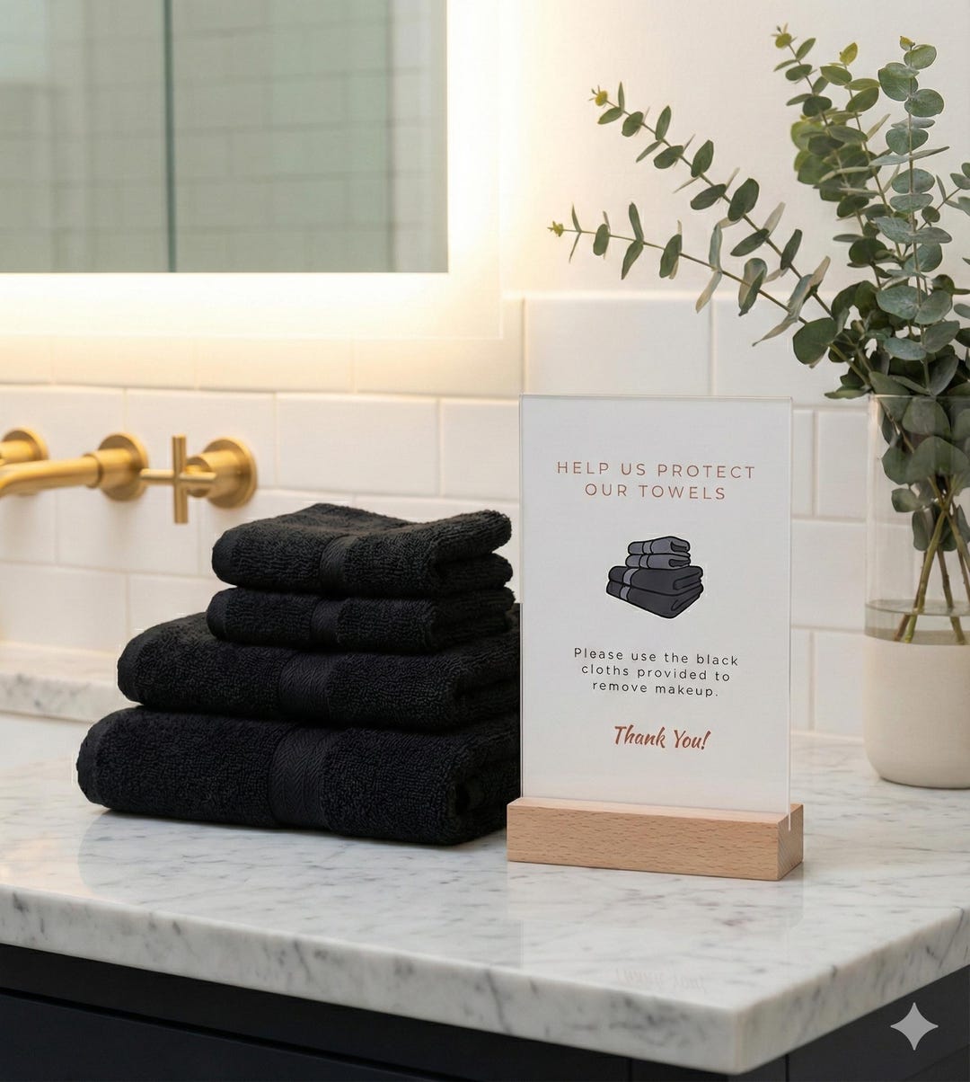Makeup Towel Reminder Sign for Airbnb | Acrylic Bathroom Sign With ...