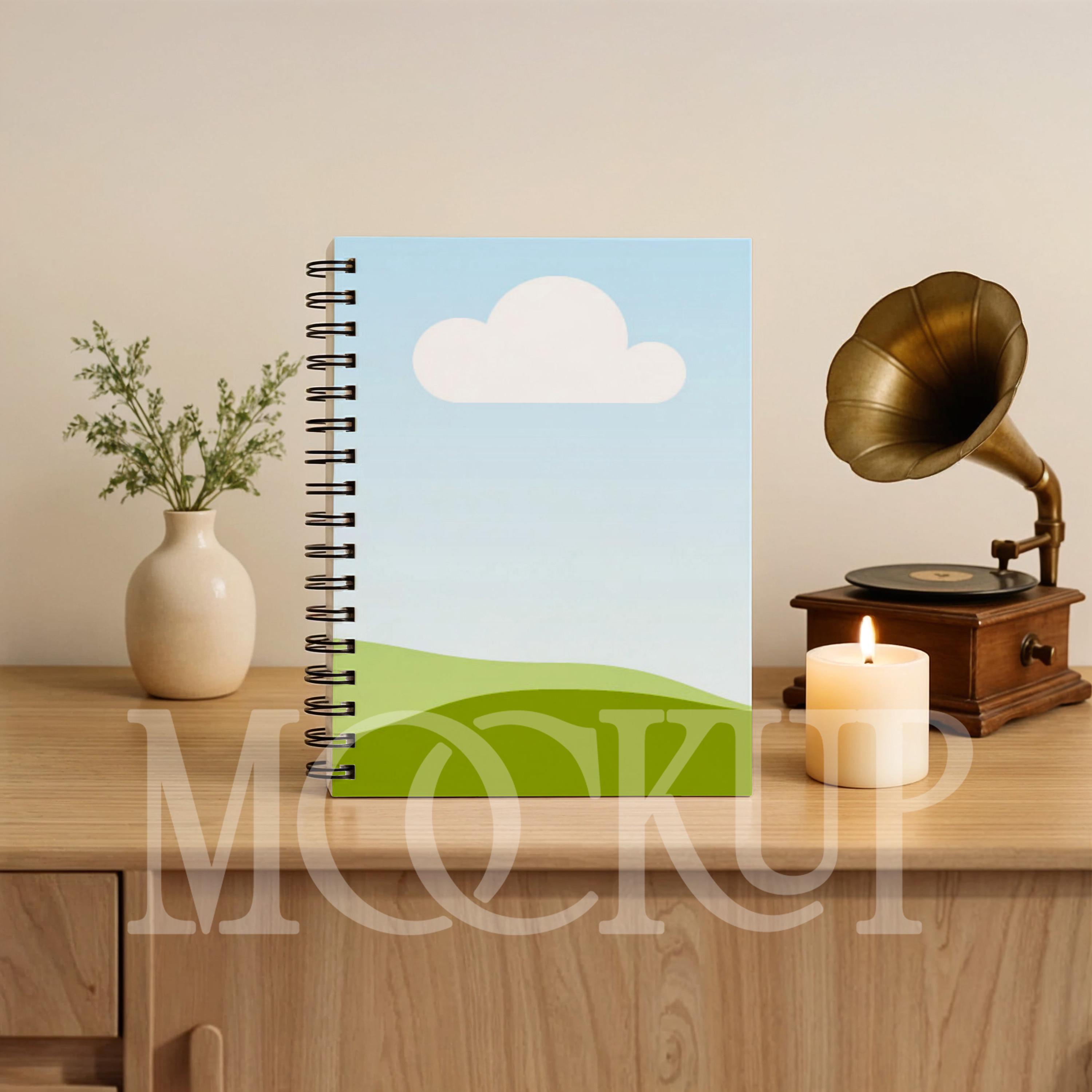 Spiral Notebook Canva Video Mockup, Printify Minimalistic Blank 6x8 ...