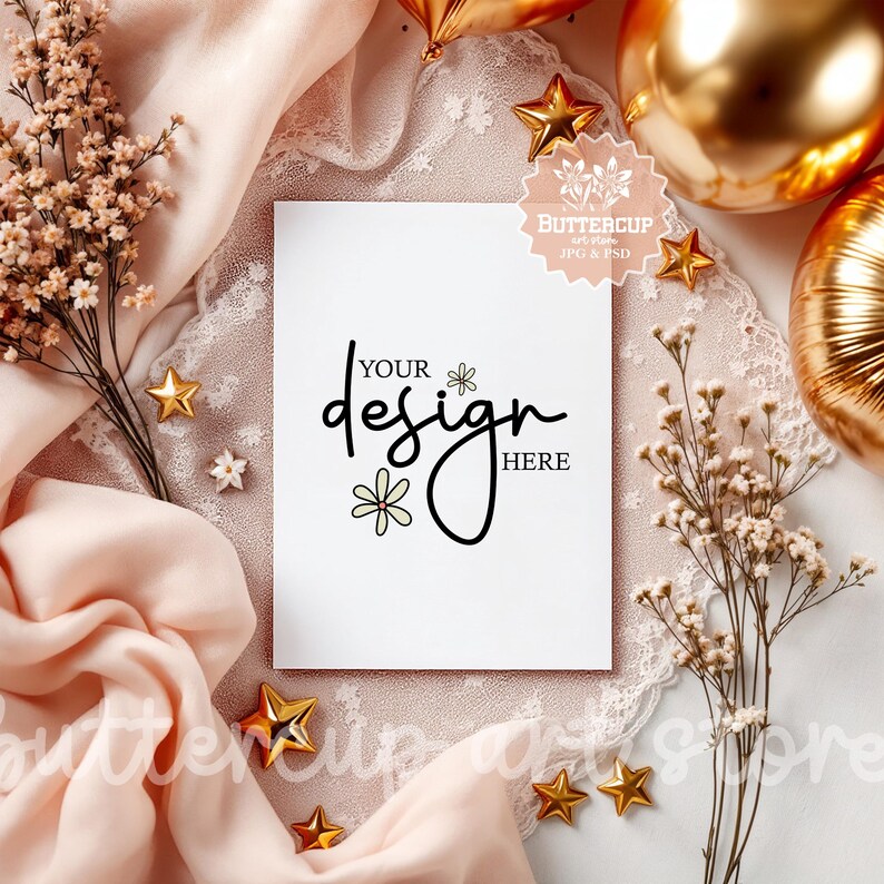 Birthday Party Card Mock-up, Baby Shower Invite Mockup, Greeting Card ...