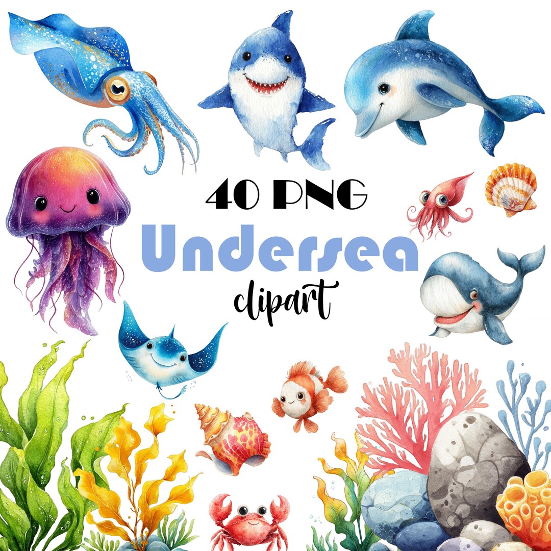 Undersea Animals Clipart Bundle: Ocean Nursery Art (digital Download ...