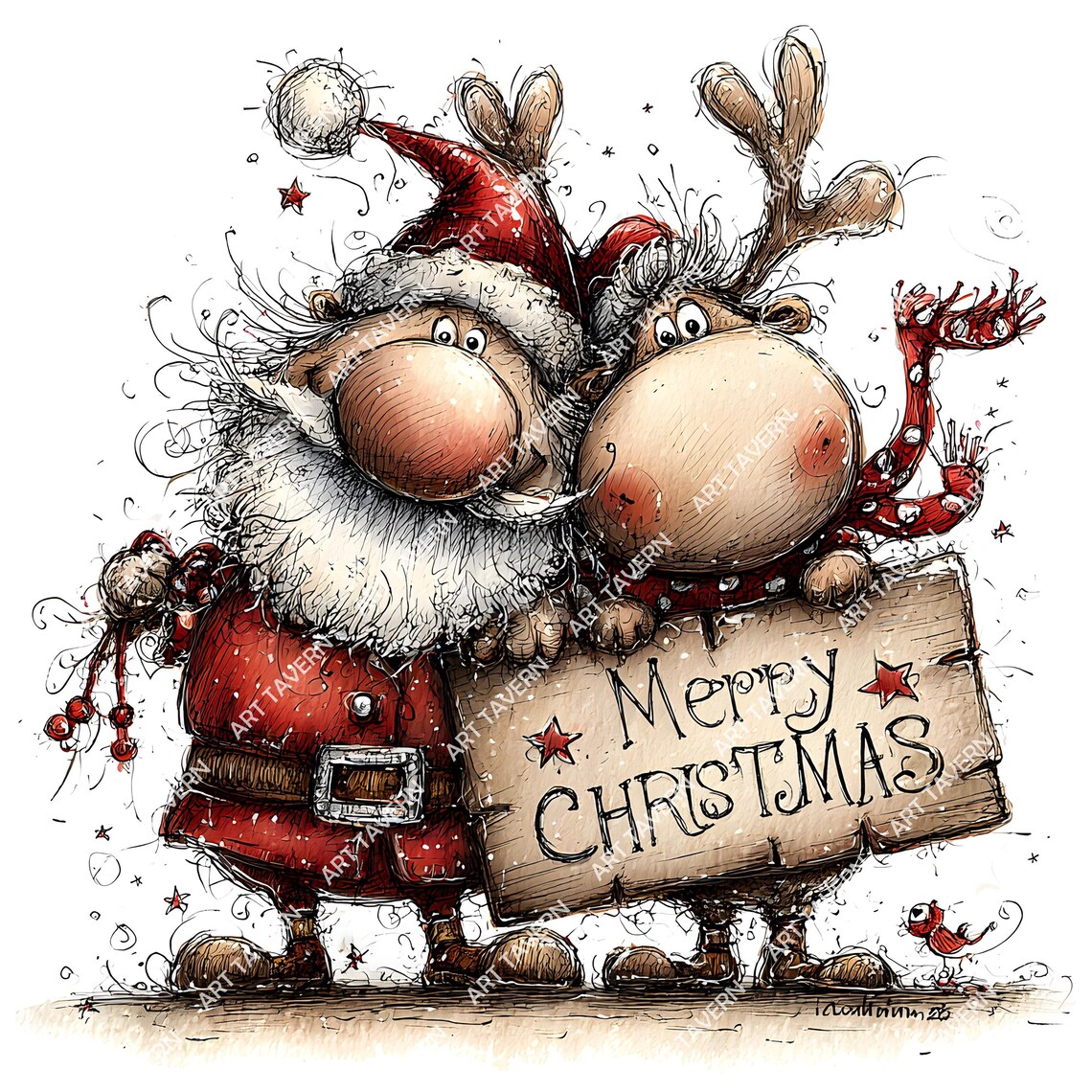 Santa and Reindeer Clipart Bundle: Christmas Graphics (digital Download ...