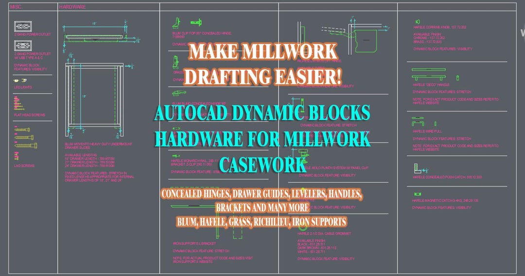 Autocad Dynamic Blocks for Millwork - Etsy