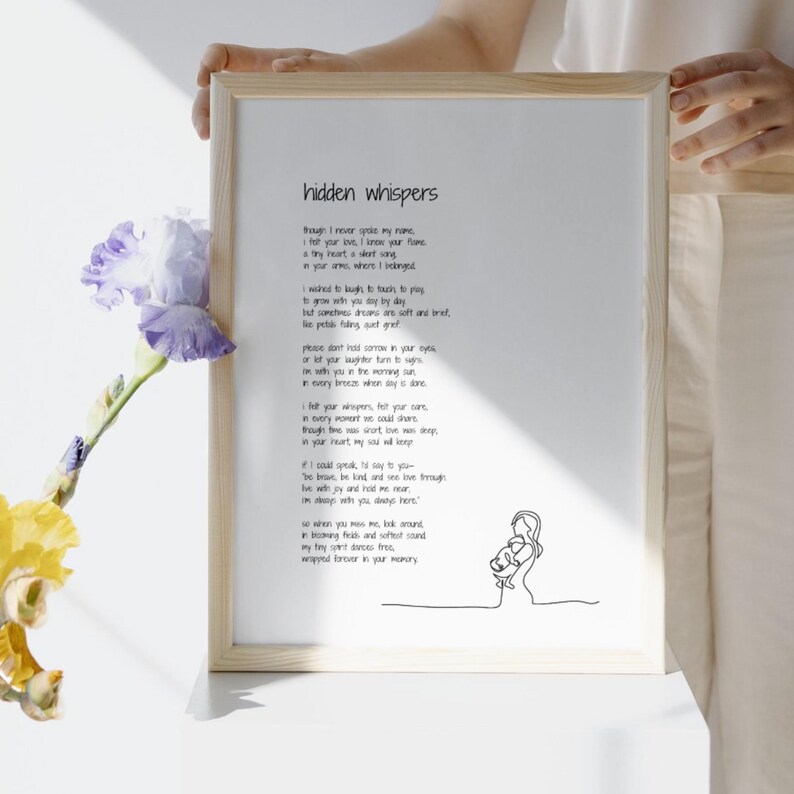 Child Loss Memorial Poem Print: 'hidden Whispers' Remembrance Art ...