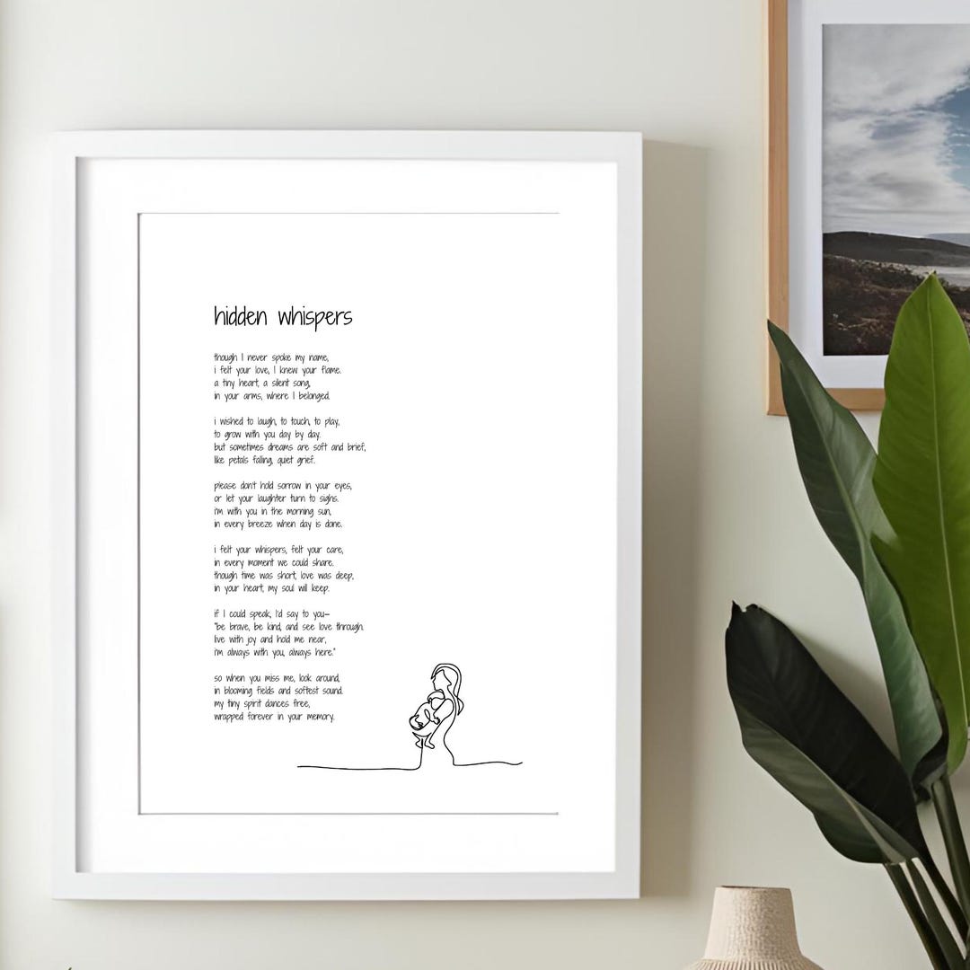 Child Loss Memorial Poem Print: 'hidden Whispers' Remembrance Art ...