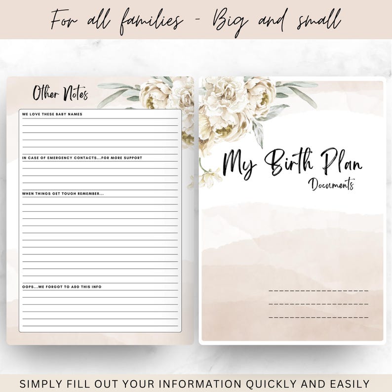 Boho Birth Plan Template PDF | Printable Birthing Plan Checklist for ...
