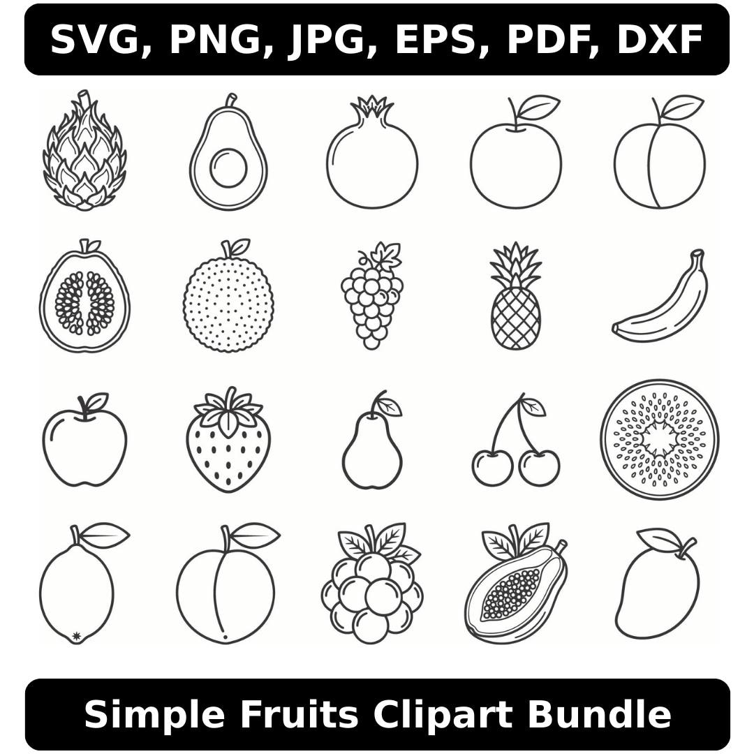 Simple Fruit Icons Bundle Svg Png Dxf Eps Pdf | Vector Graphic Cut ...