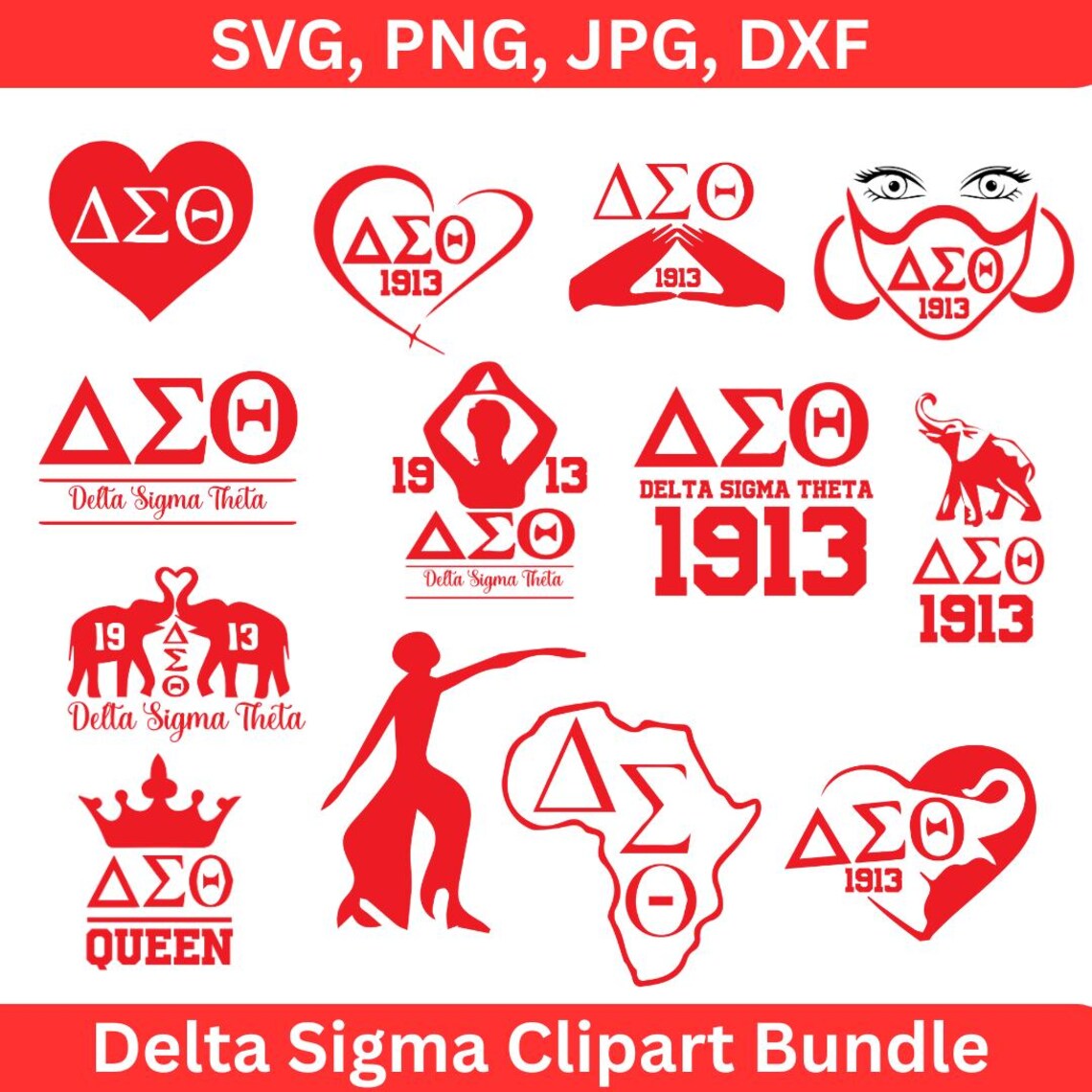 Delta Sigma Theta Svg DFX PNG Bundle, 1913 AEO Clipart, Delta 1913 Cut ...