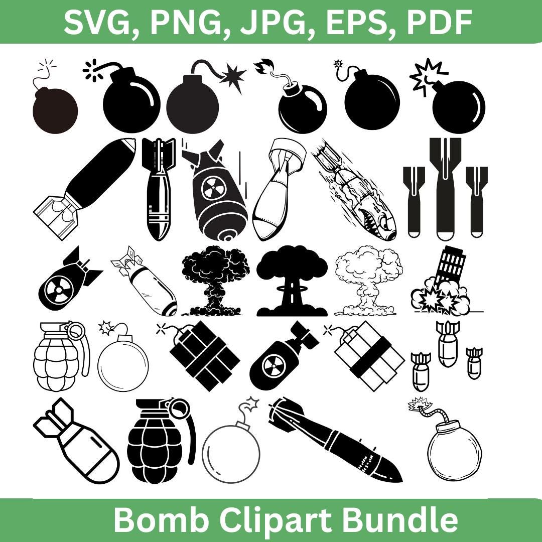 Bomb SVG Clipart Bundle, Explosion Cut Files (digital Download) - Etsy