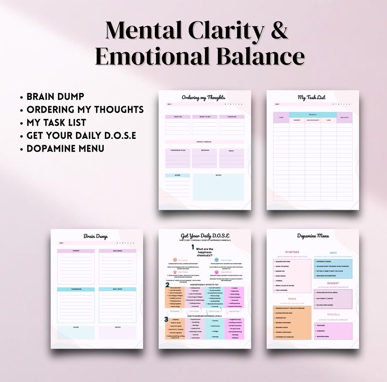Brain Dump Bundle Editable, Printable Guided Planning Worksheets, ADHD ...