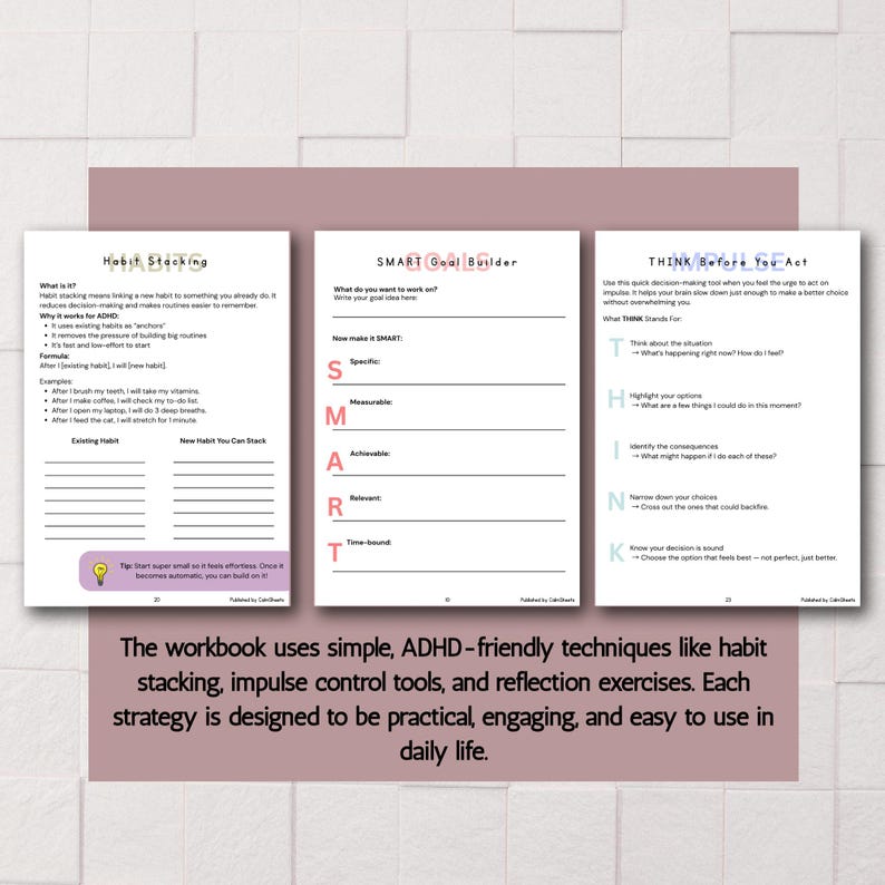 ADHD Executive Function Planner: Impulse Control, Goal Tracker (PDF ...