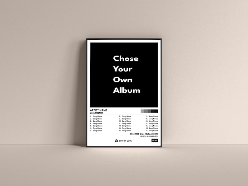 Custom Album Cover Art Print: Music Poster, Tracklist (digital or ...