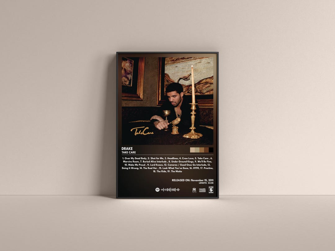 Drake Take Care Poster, Drake Take Care Gift Poster, Drake Take Care Album High Quality, Digital ...