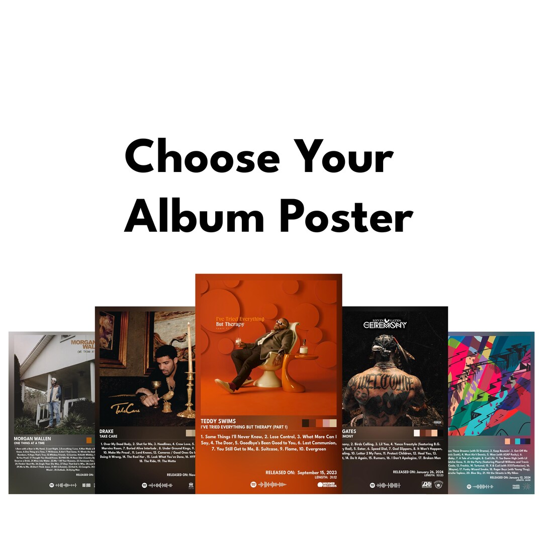 Custom Album Cover Art Print: Music Poster, Tracklist (digital or ...