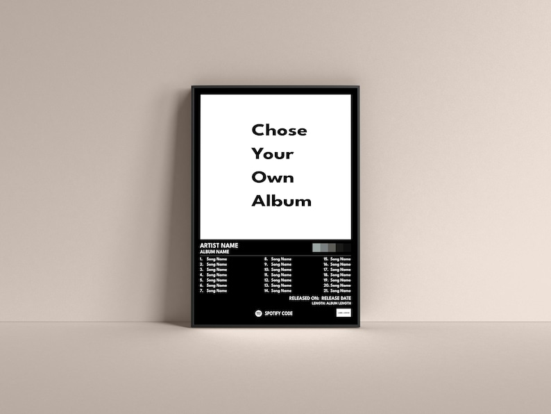 Custom Album Cover Art Print: Music Poster, Tracklist (digital or ...