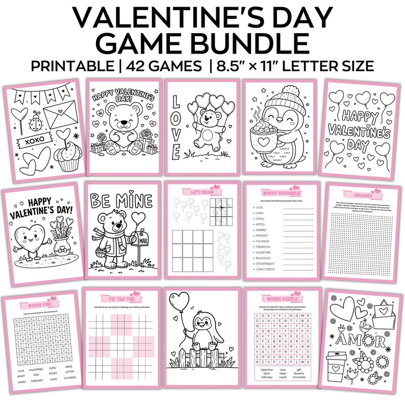 40 Printable Valentine's Day Kid's Activities, Valentine Game and ...