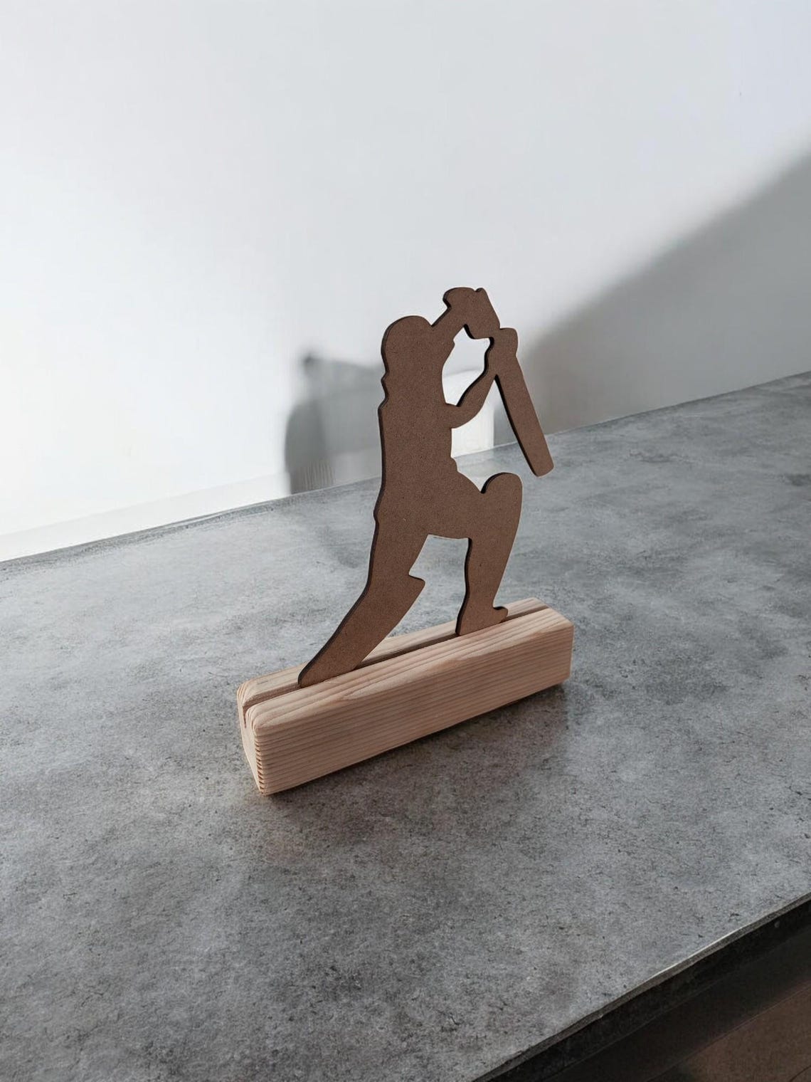 Cricket Player Tabletop Decor, Wooden Shelf Sculpture, Sports Lover ...